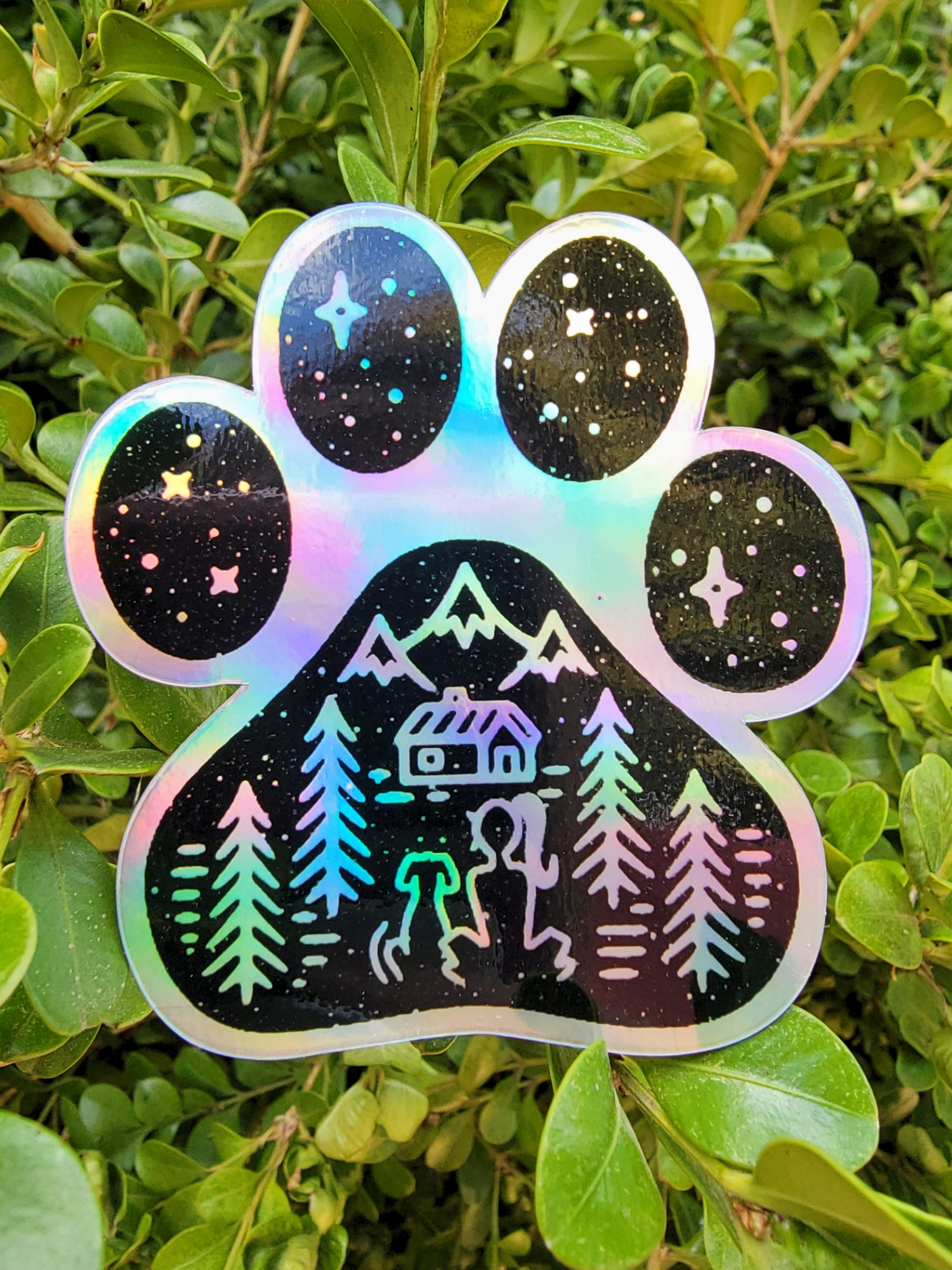 Holographic Dog Paw Adventure Sticker – AceThePitmatianCo