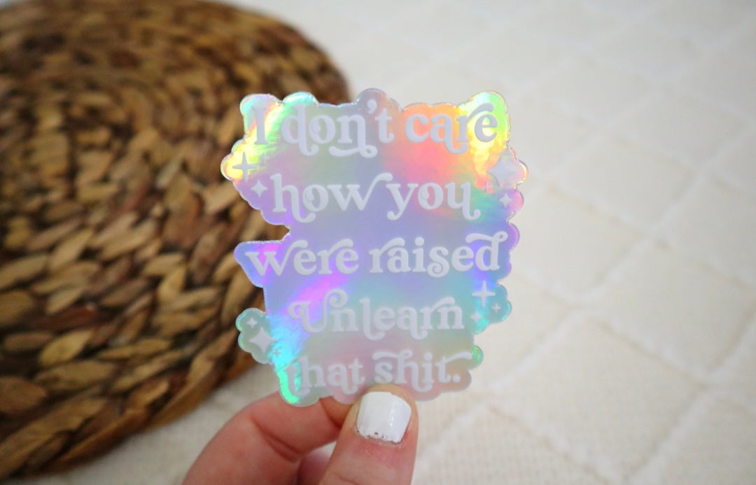 White Holographic Unlearn that Sticker – AceThePitmatianCo